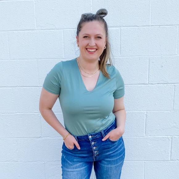 White Birch Tops New White Birch Addie Bodysuit In Sage Poshmark